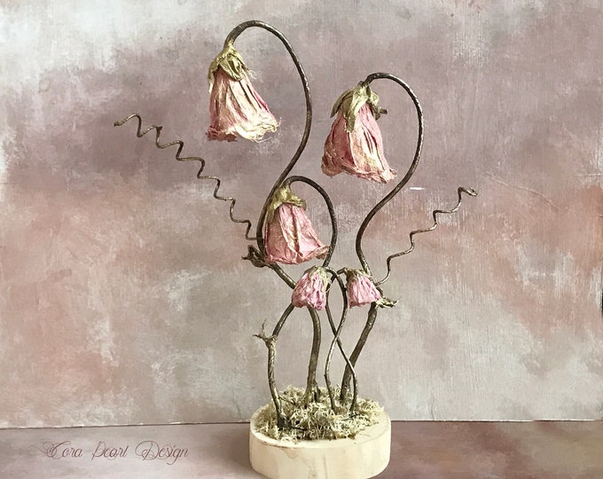 Enchanted Forest Paper Flowers Sculpture on Wood Base and Moss ...