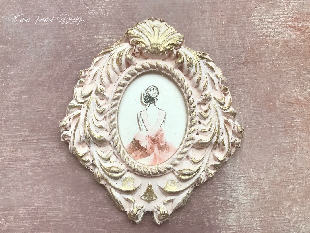 Miniature Ballerina Painting in Pink and Gold Baroque Frame , 12th ...