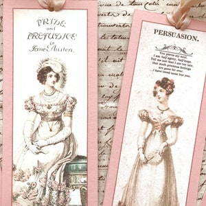 5 Jane Austen Regency Bookmarks , Jane Austen Gift Tags , Jane Austen ...
