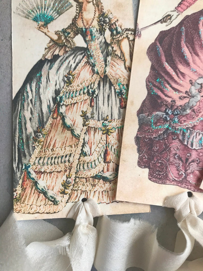 4 Marie Antoinette Inspired Glitter Bookmarks With Pure Silk | Etsy