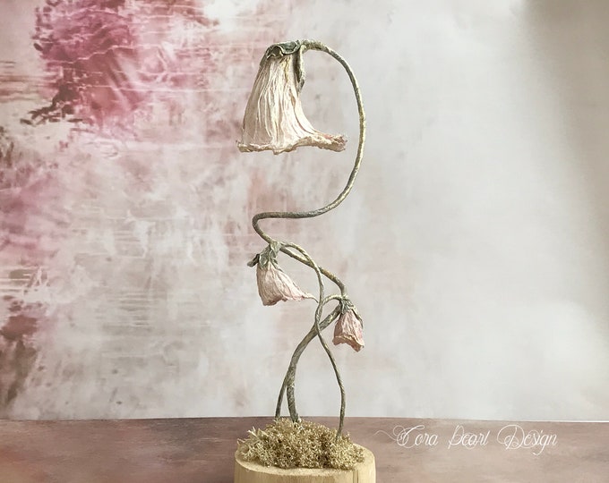 Enchanted Forest Paper Flowers Sculpture on Wood Base and Moss ...