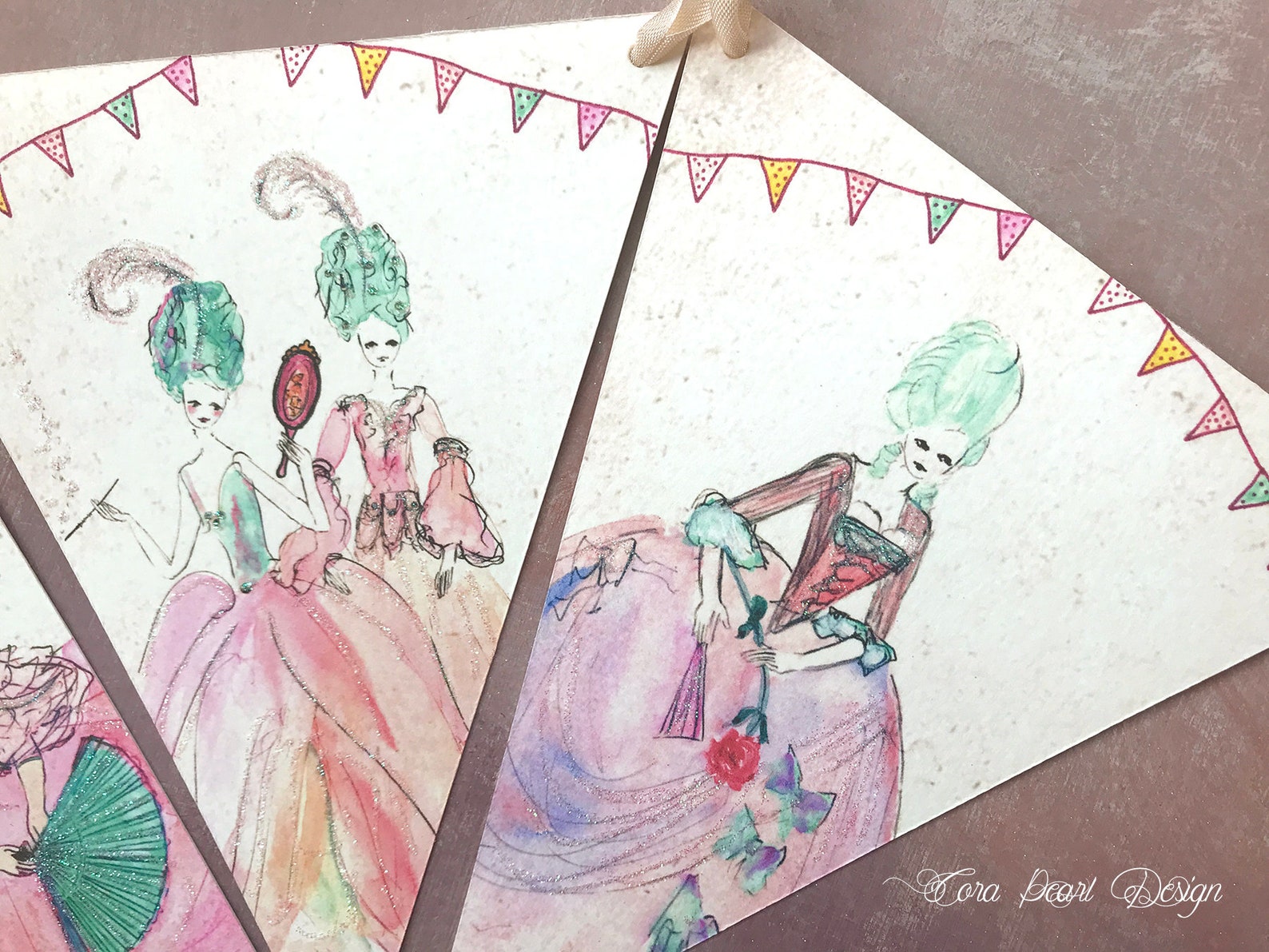 Marie Antoinette Glitter Bunting , Marie Party Decor , Marie Garland ...