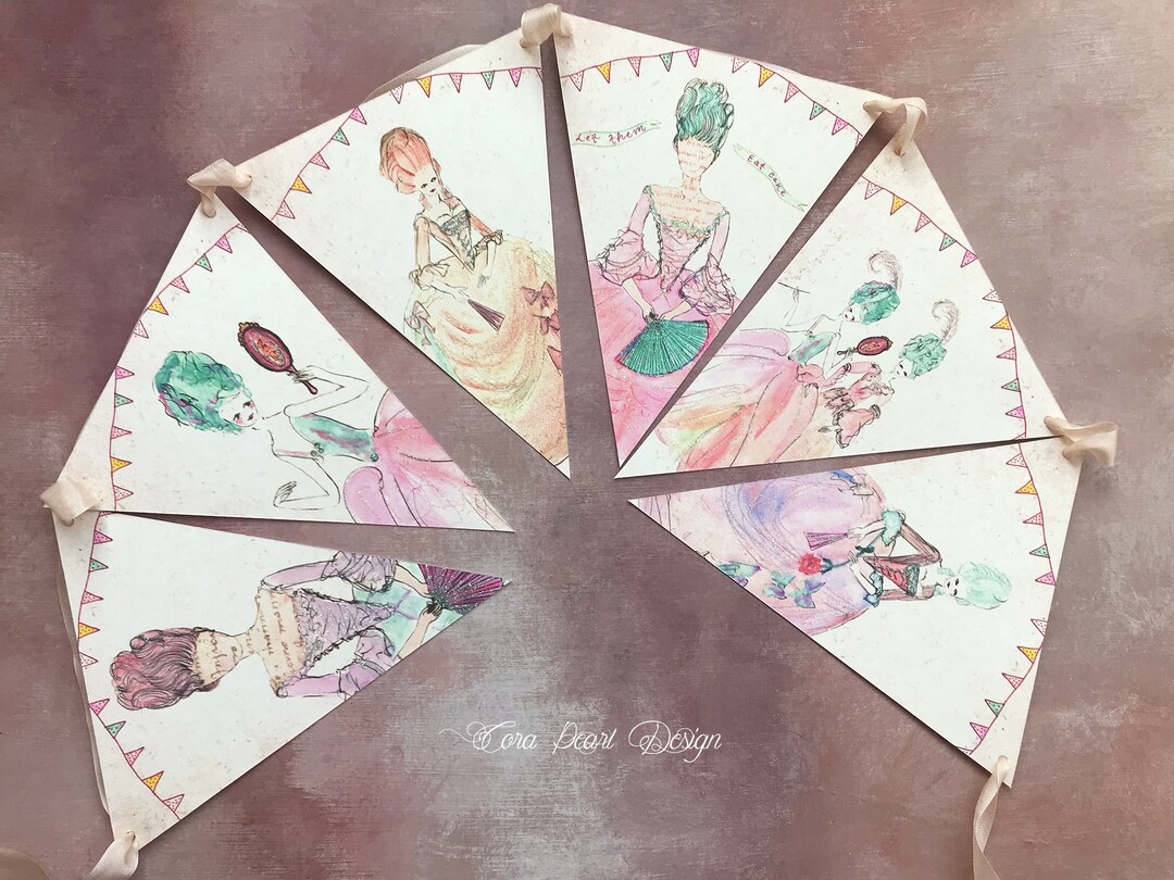 Marie Antoinette Glitter Bunting , Marie Party Decor , Marie Garland ...