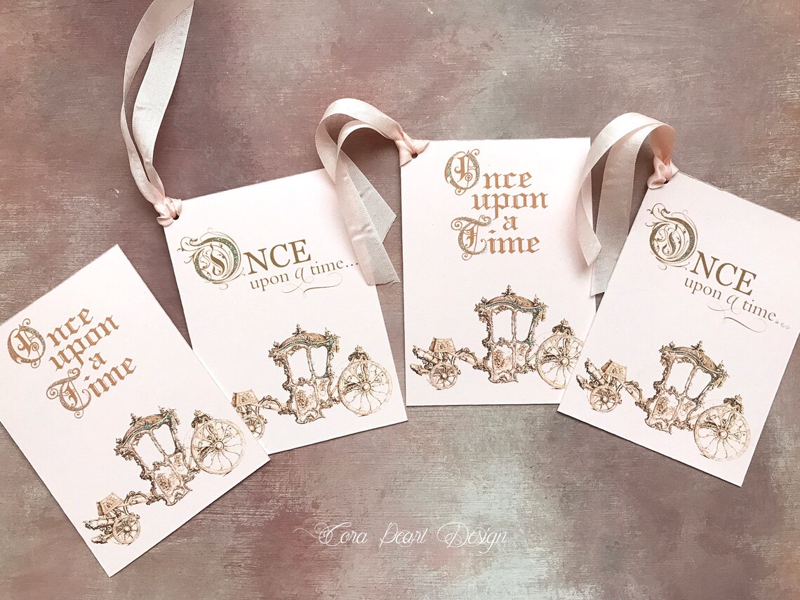 Pink Glitter Fairytale Carriage Gift Tags , Once Upon a Time Tags, Pink ...