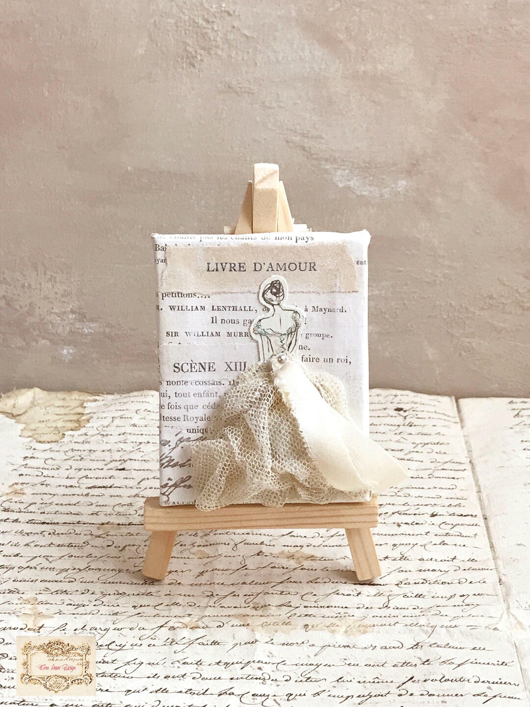 Miniature Canvas Mixed Media Ballerina Collage With Easel, 6th Scale ...