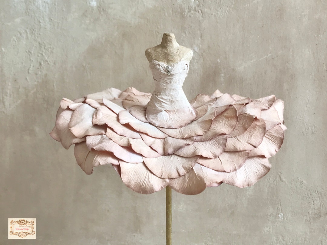 Rose Petal Pink Paper Ballet Tutu Sculpture on Wooden Base and Iron ...
