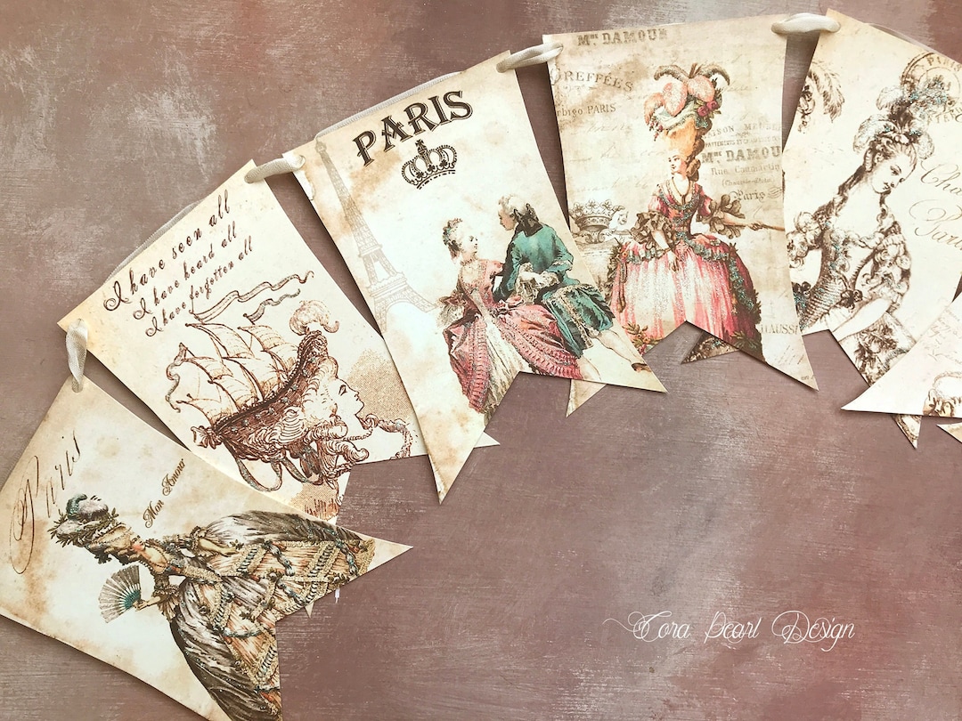 Marie Antoinette Glitter Bunting , Vintage Style Shabby Chic French ...