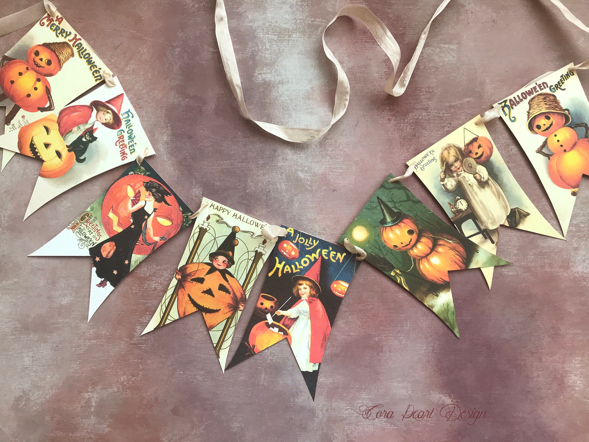 Halloween Vintage Style Bunting Flag Garland Halloween | Etsy