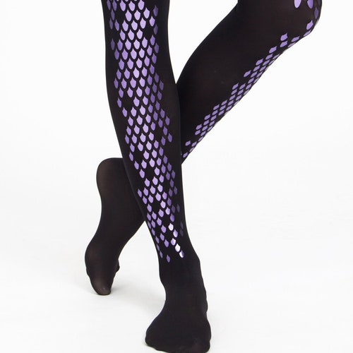 Purple Dragon Tights Goth Fashion Semi-opaque Panythose Plus - Etsy