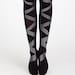 Glossy Silver Printed Tights, Black Opaque Pantyhose in Plus Size ...