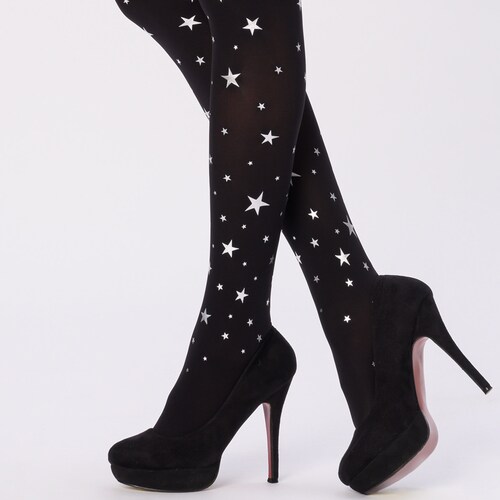 Plus SIZE Star Tights With Silver or Gold Pattern S-4XL | Etsy