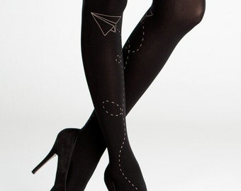 Paper Airplane Tights for Women Plus Size Tights Patterned | Etsy