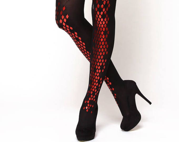 Red Dragon Tights, Goth Fashion Semi-opaque Panythose, Cosplay Costume ...