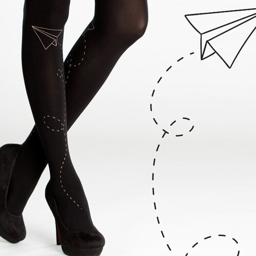 Paper Airplane Tights for Women Plus Size Tights Patterned | Etsy