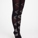 Glossy Silver Printed Tights, Black Opaque Pantyhose in Plus Size ...