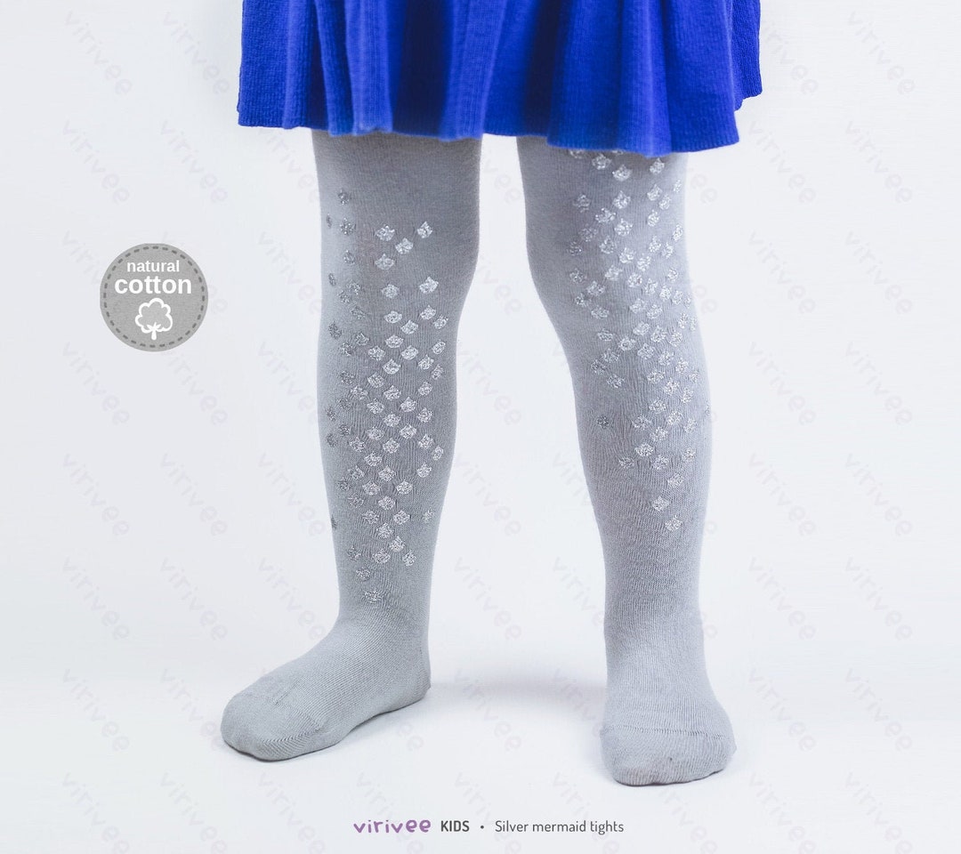 GLITTER Scales Tights, 1-9 YEARS Old, Hand Printed Cotton Mermaid ...
