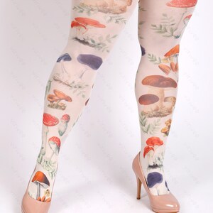 Mushroom Tights for Women, Cottagecore Fairycore, Woodland Aesthetic ...