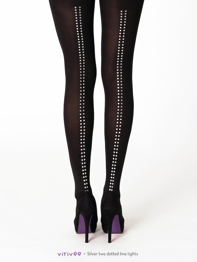 Silver Dotted Line Tights Printed Plus Size Clothing Perfect - Etsy