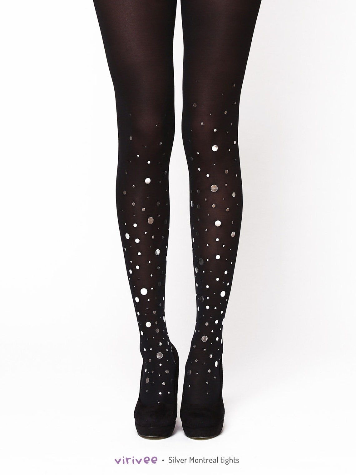 Party Tights! Silver Montreal Metallic Tights With Glossy Circle ...