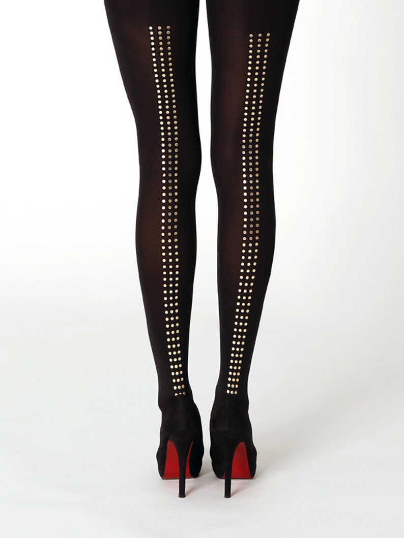 S-XXL Gold Tights Elegant Accessories Black Gold Seamed - Etsy
