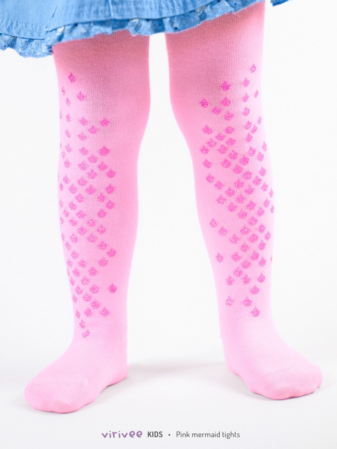 Pink Glitter Scales Mermaid Tights, 1-9 YEARS, Pink Costume for Girls ...