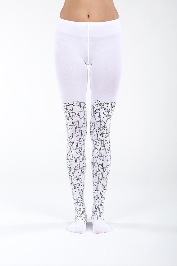 Cat Tights / Hand Drawn Cat Pattern / Gift for Cat Lovers / - Etsy