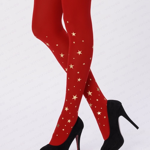 Christmas Tights With Golden Star Pattern Holiday Outfit - Etsy
