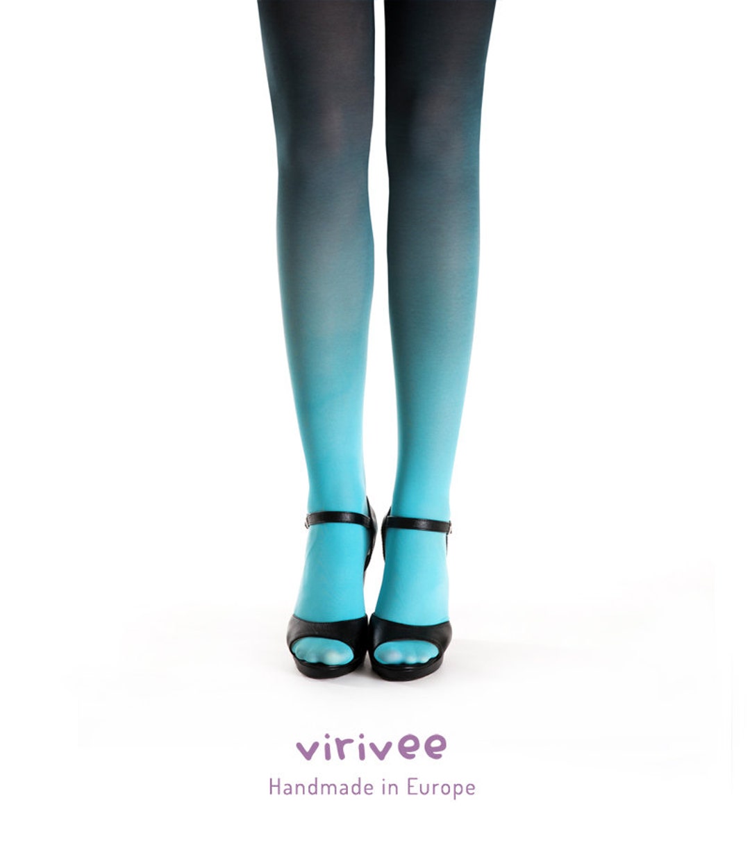 Ombre Tights Turquoise Black Opaque Pantyhose for Women - Etsy