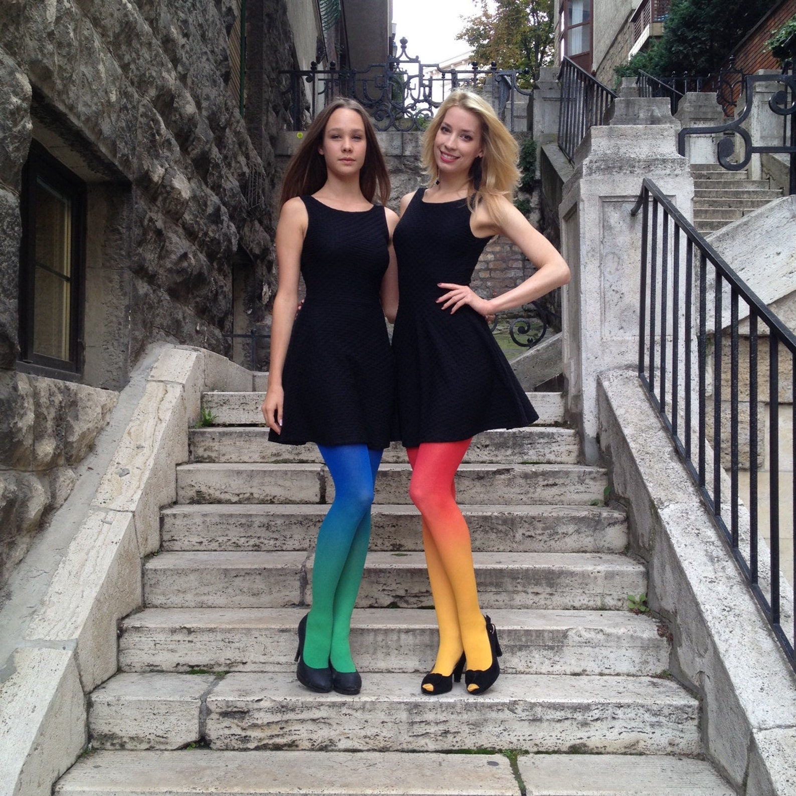 Ombre Tights Yellow to Red Opaque Party Pantyhose Fancy | Etsy