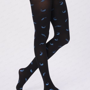 Blue WHALE Tights, Gift for Nature Lovers, Sea Animal Printed Pantyhose ...