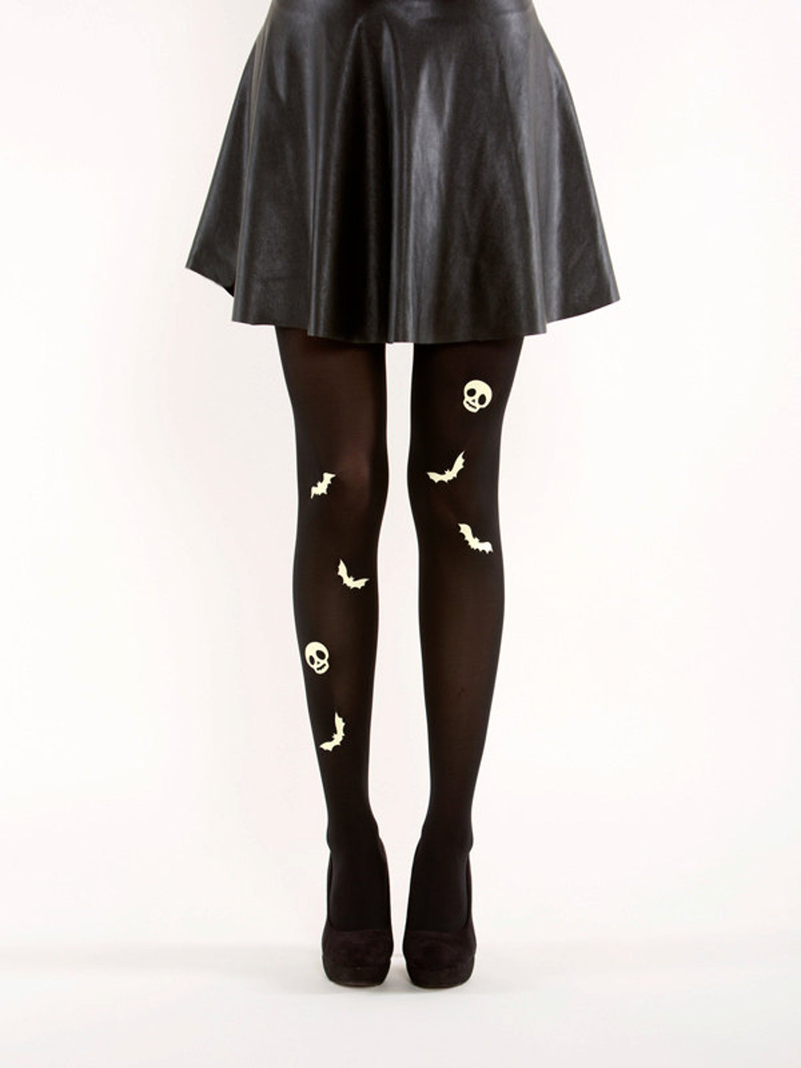 Glow in the Dark Bats Tights / Halloween Outfit/ Goth Tights | Etsy