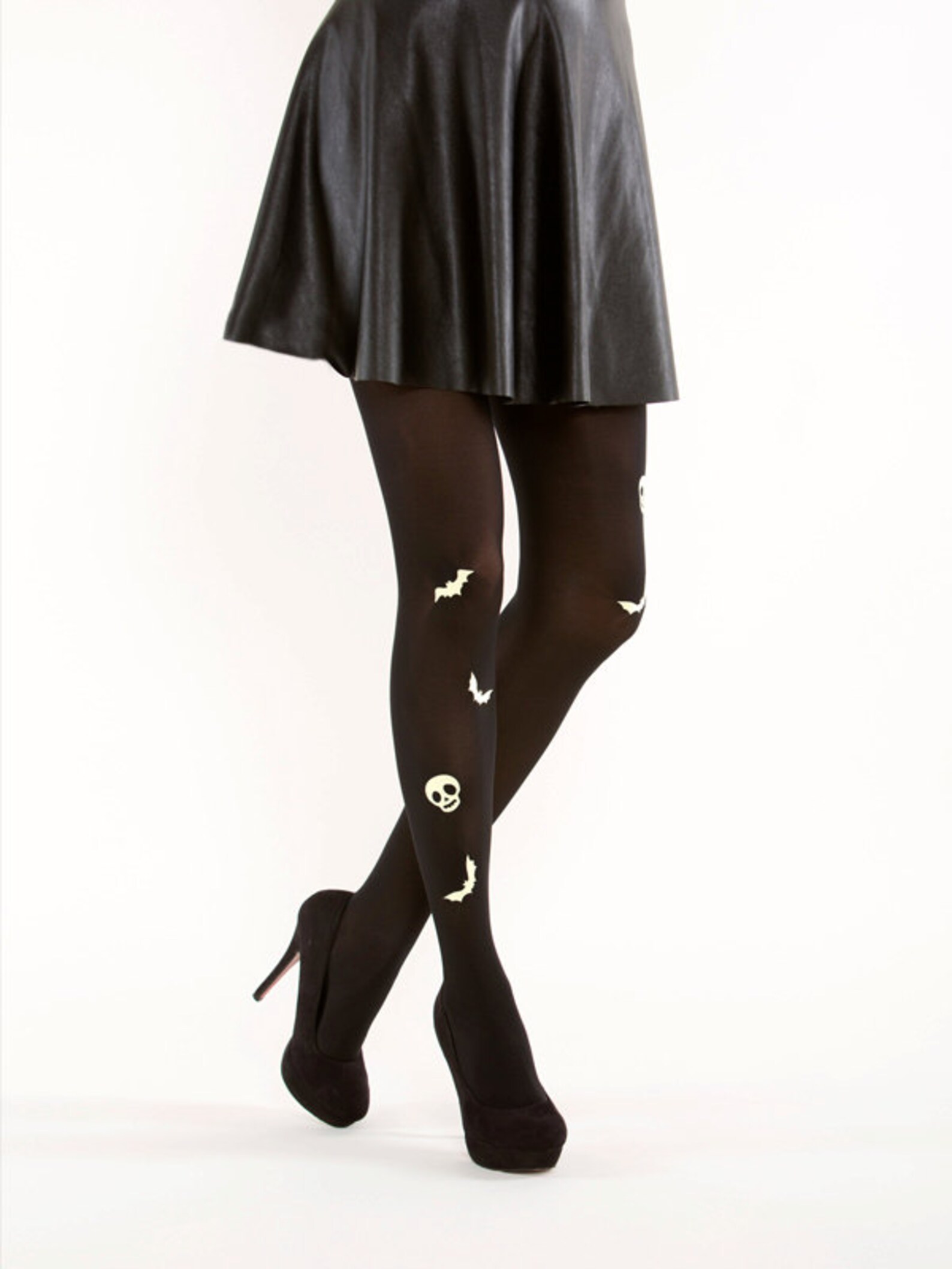 Glow in the Dark Bats Tights / Halloween Outfit/ Goth Tights | Etsy