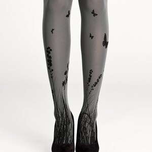 Floral Tights for Women, Meadow Print Pattern, Fancy Tights - Etsy