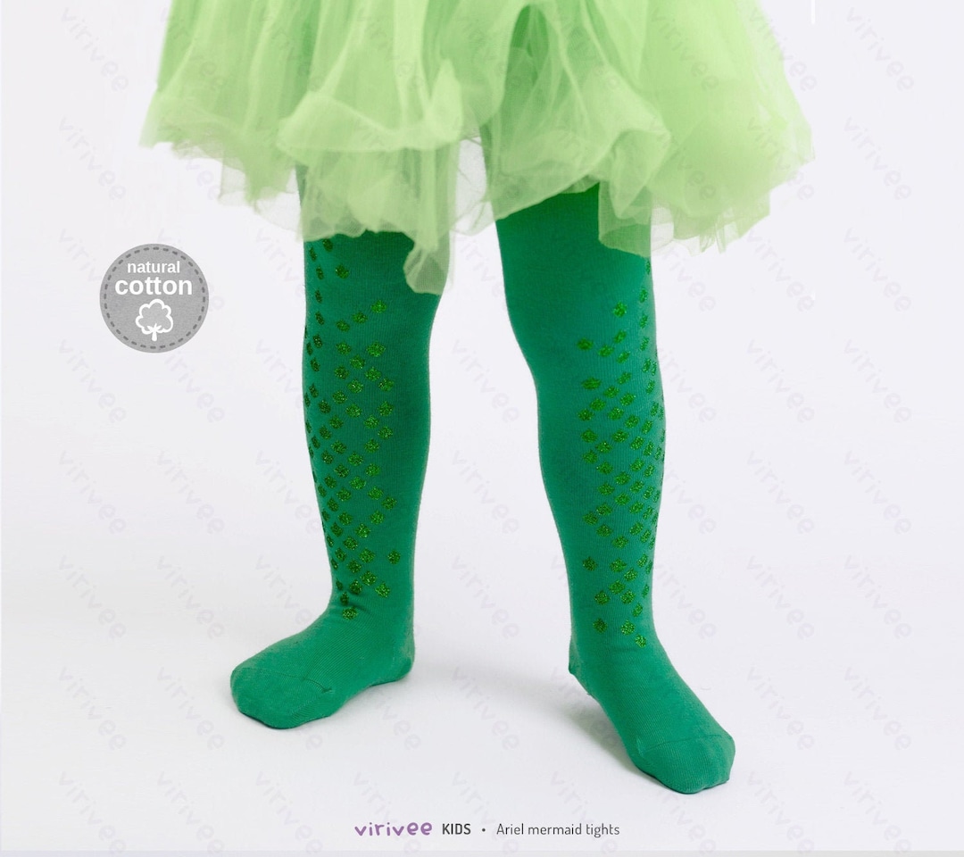 GLITTER Scales Tights, 1-9 YEARS, Green Ariel Costume Girls Toddler ...