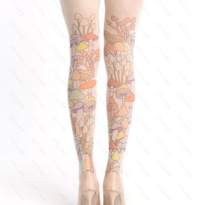 Magic Mushroom Tights for Women, Woodland Fairy Magical Psychedelic ...