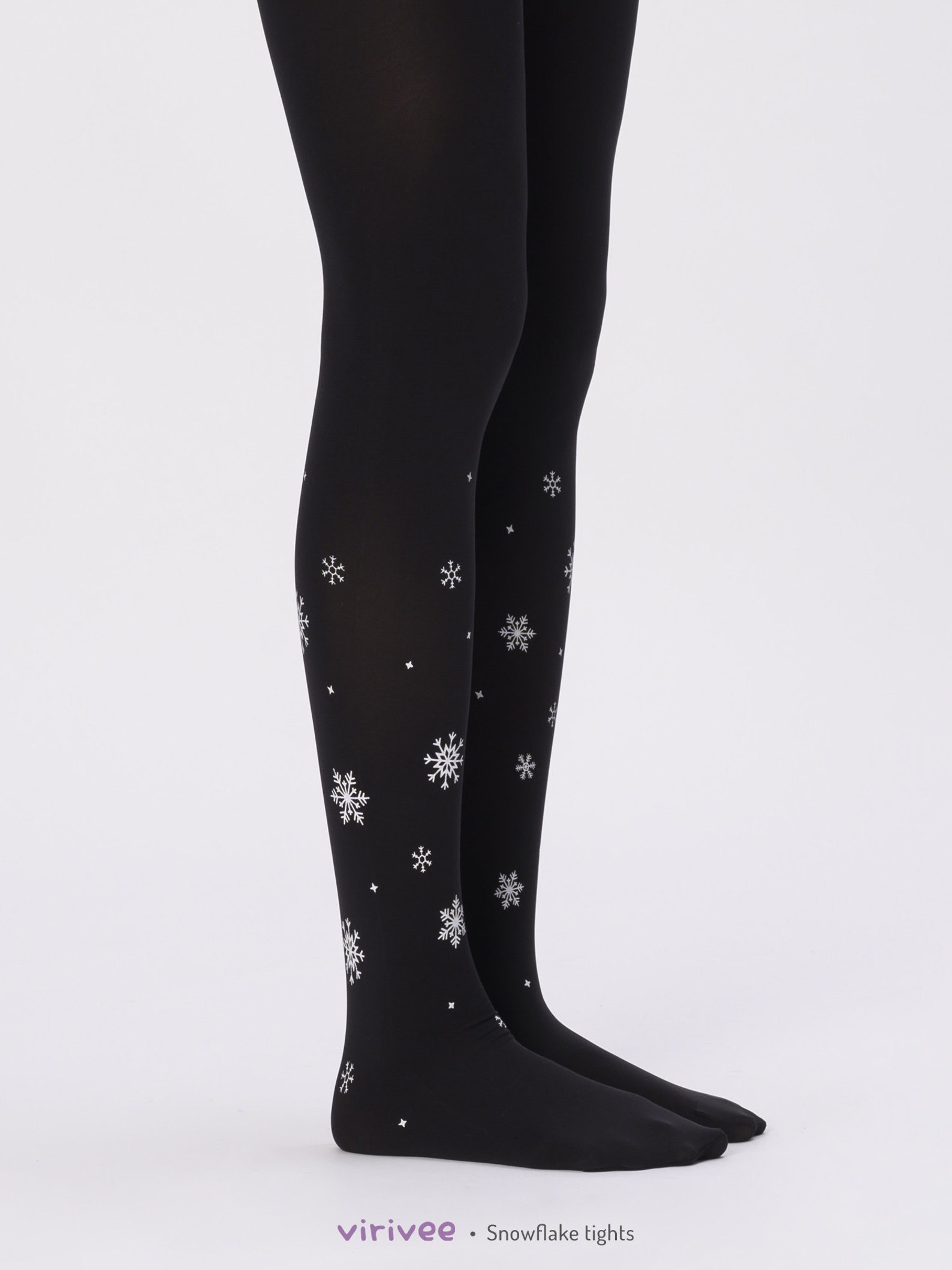 Snowflake tights winter fashion black opaque pantyhose | Etsy