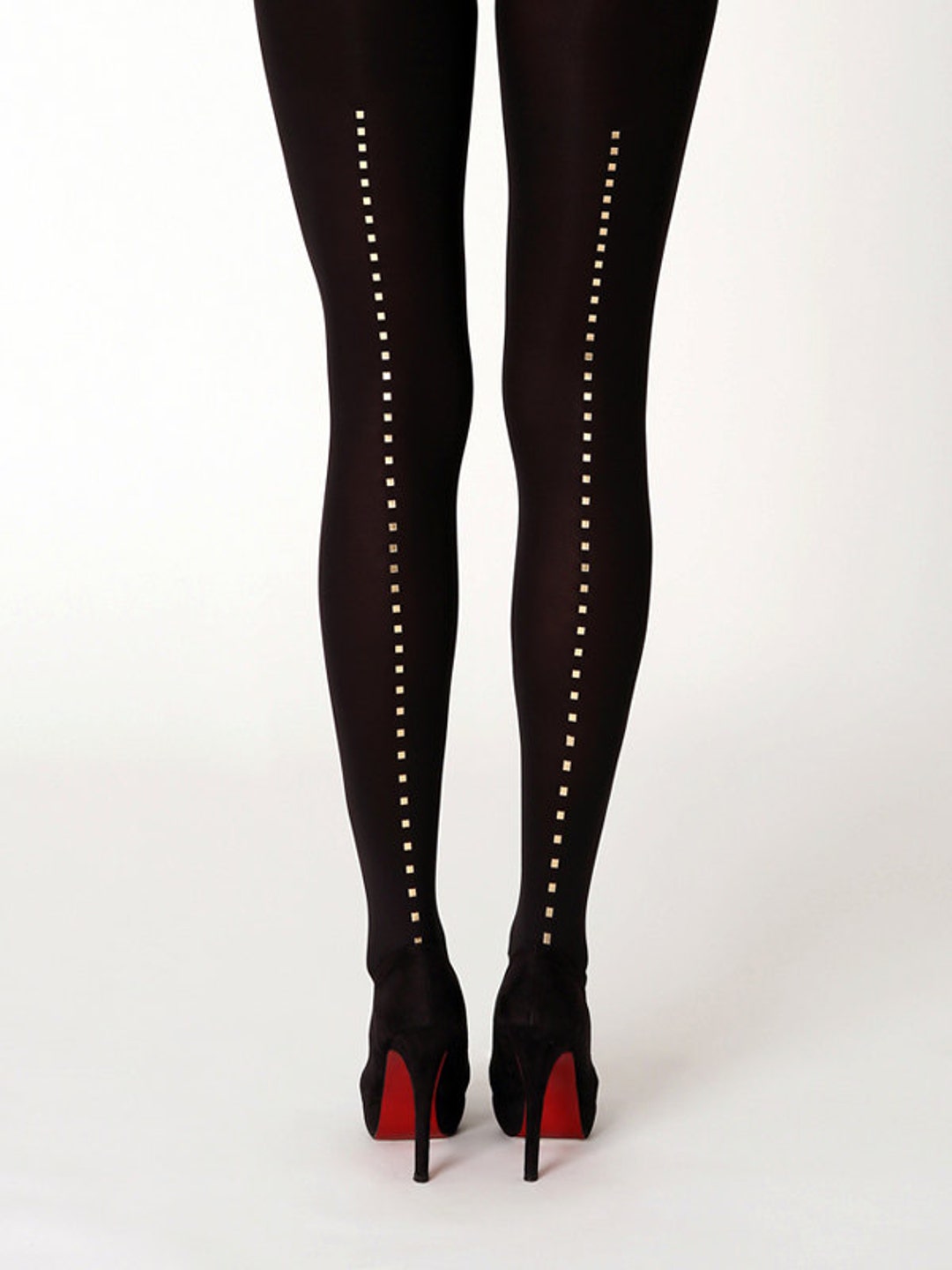 Gold Patterned Tights for Women / Tights With Square Pattern / Gold ...