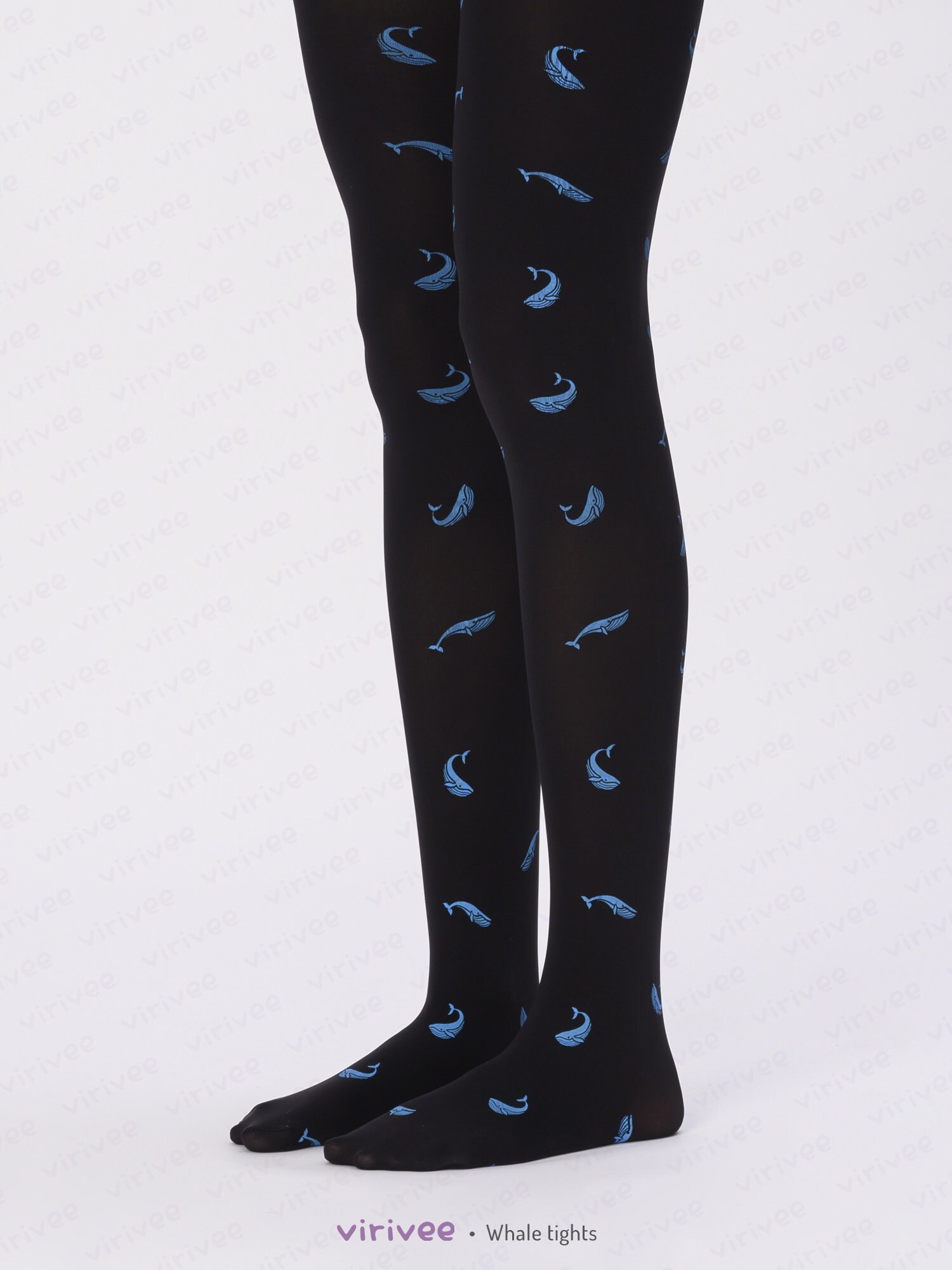 Blue WHALE Tights, Gift for Nature Lovers, Sea Animal Printed Pantyhose ...