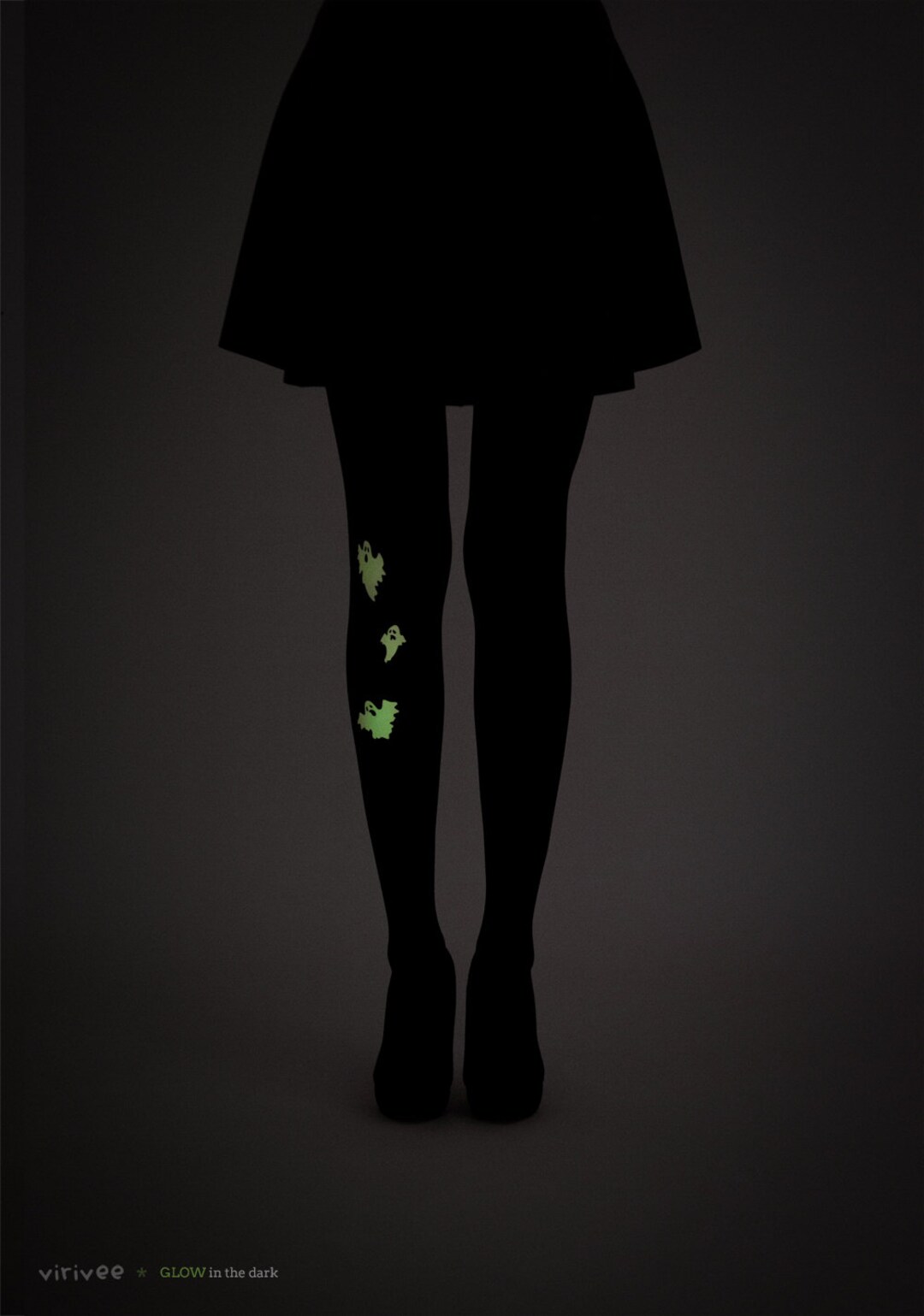 Glow in the Dark Ghosts Gothic Tights, Halloween Costume Alternative ...
