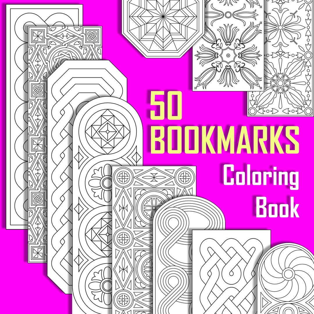 Coloring Bookmarks PDF BOOK 50 Printable Pages to Color, Instant ...