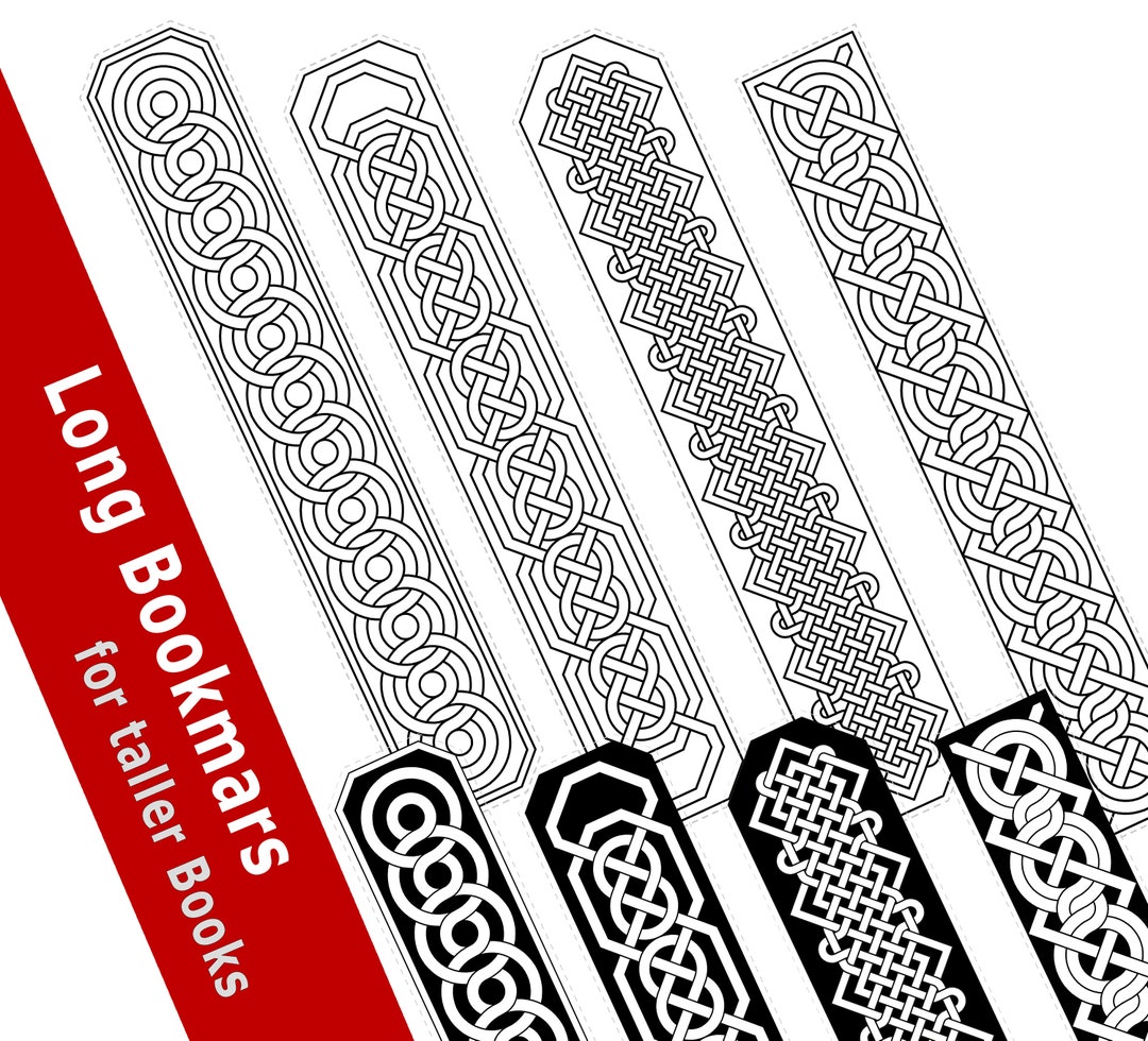 Long Bookmarks Coloring, Set of 4 Printable Bookmarks 26cm Long, Pdf ...