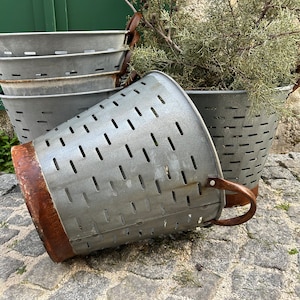 4 Quantities of Rustic Olive Basket and Metal Bucket ,metal Olive ...