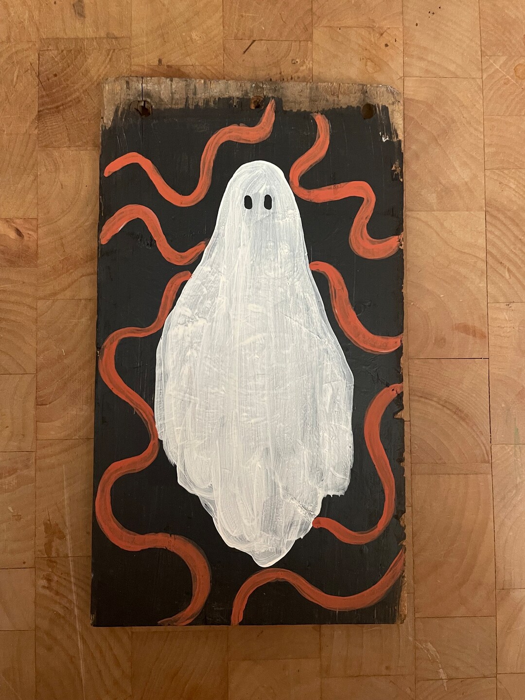 Hand Painted Halloween Ghost on Reclaimed Wood - Etsy