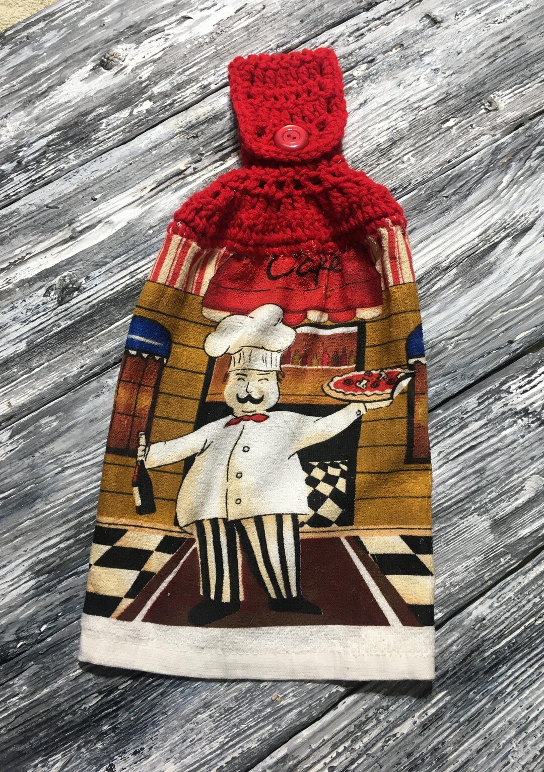 Fat Italian Chef Button Crochet Top Hanging Kitchen Oven Fridge ...