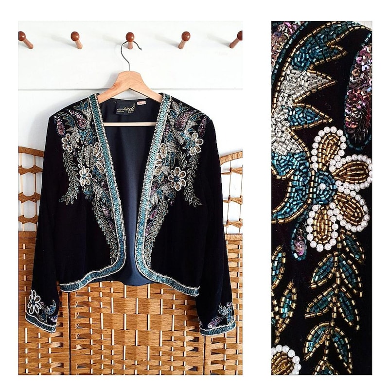 Velvet Beaded Jacket - Etsy