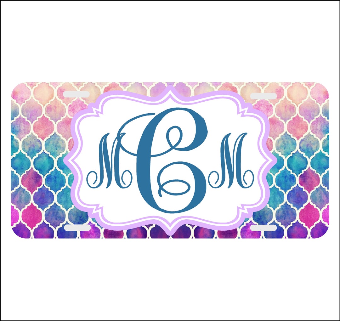 Mermaid Scales Teal License Plate Monogrammed Personalized Auto Car Tag ...