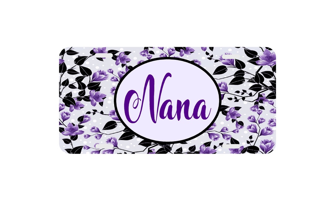 Floral Purple Personalized License Plate Monogrammed Auto Car - Etsy