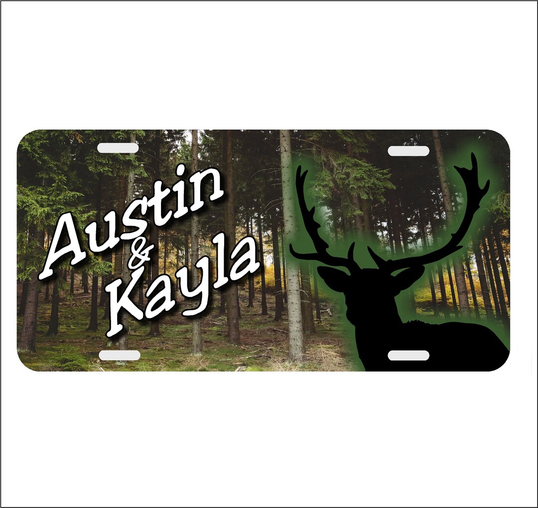 Personalized Buck Deer License Plate: Forest Camo Auto Tag - Etsy