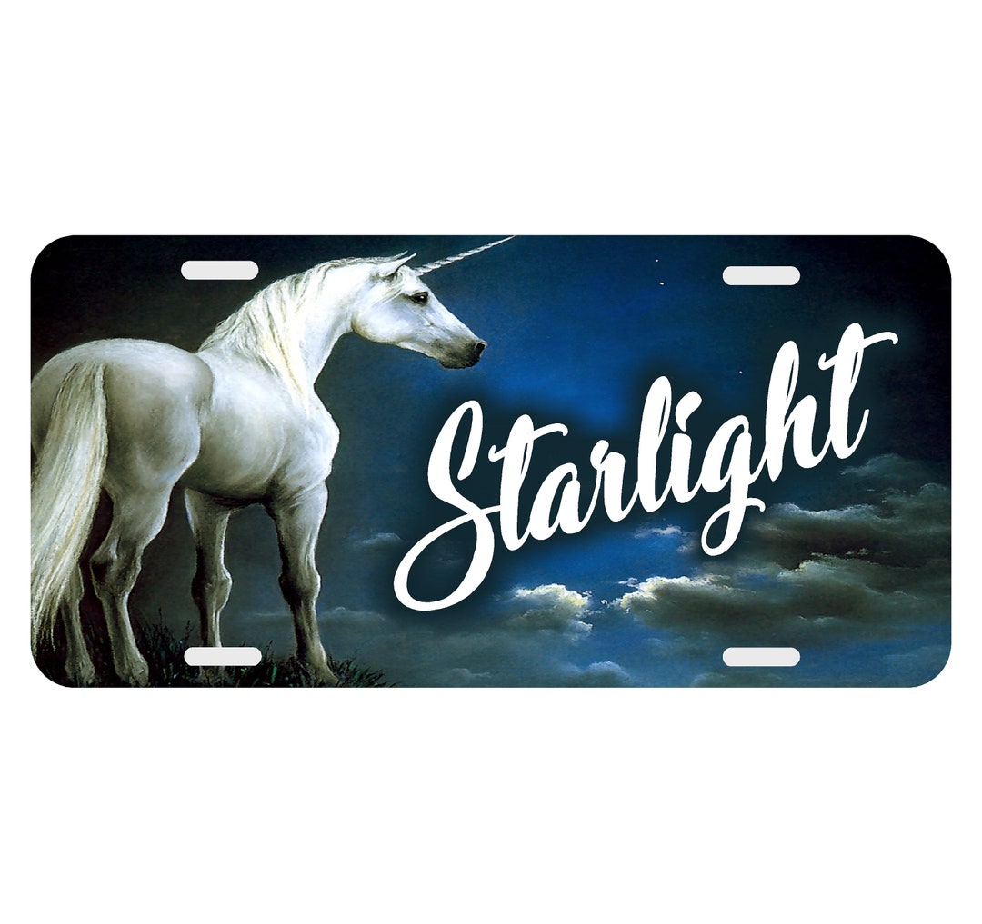 Unicorn License Plate Crescent Moon Personalized Monogrammed Car Auto ...