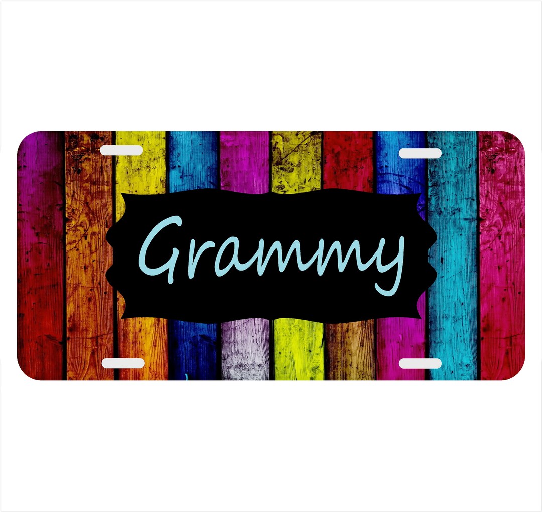 Grammy Personalized License Plate Wood Print Background Custom Auto Car ...